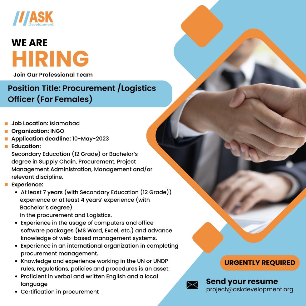 Procurement Logistics Officer(Female) - ASK Development