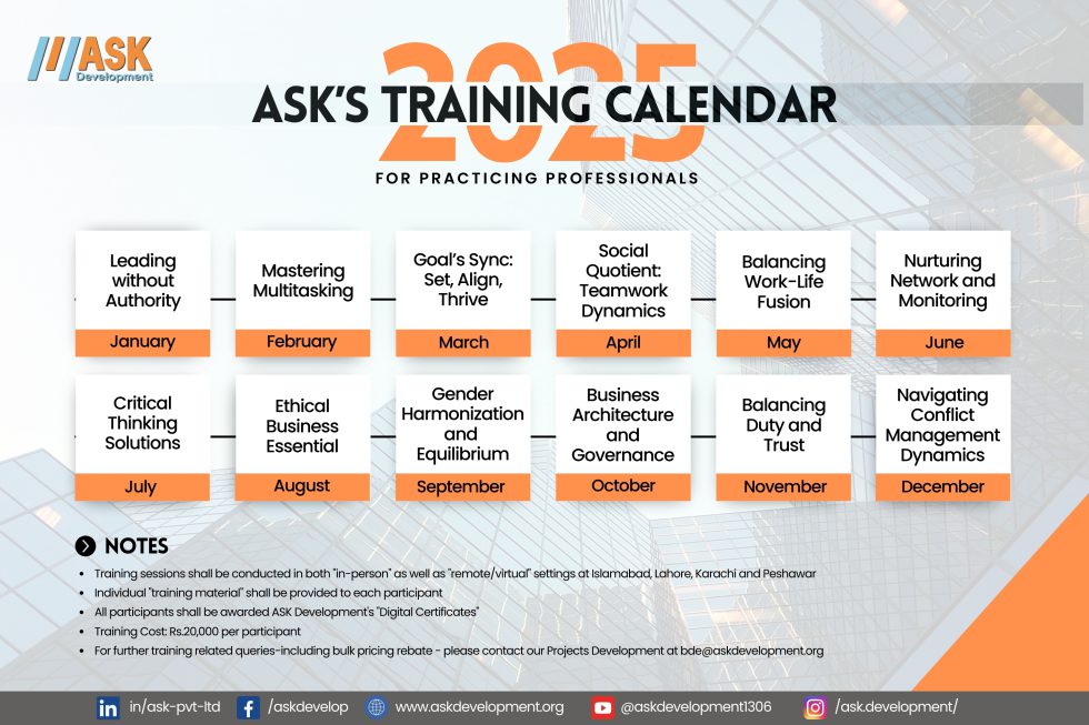 Training Calendar 2025 - ASK Development